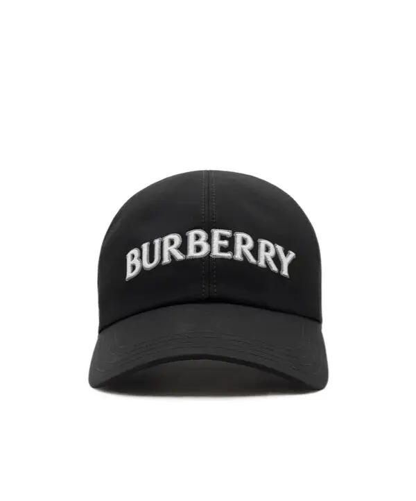 Burberry Logo Gabardine Baseball Cap - Black