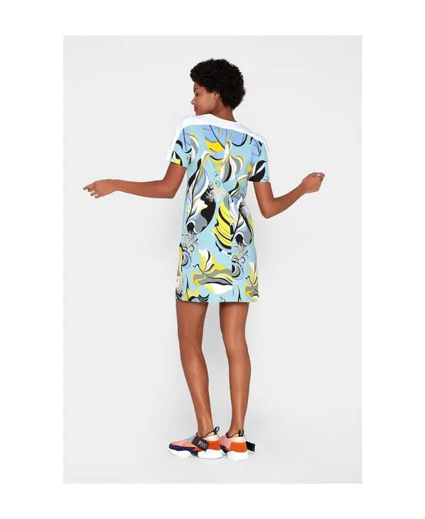 Emilio Pucci V-neck Short Sleeve Tropical Print Dress