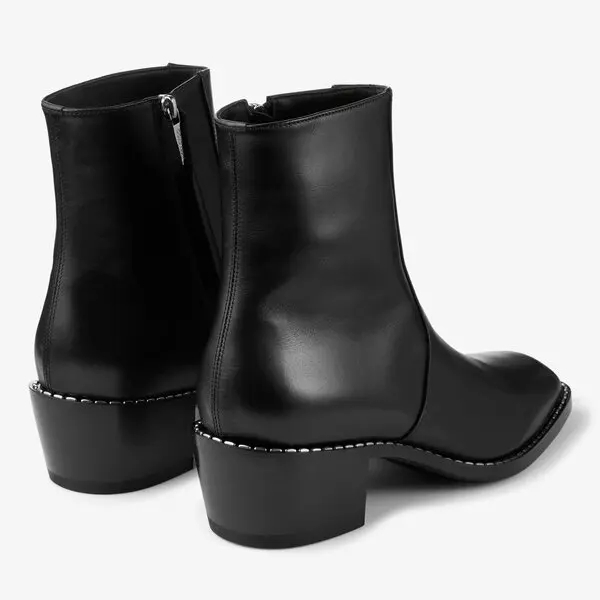JIMMY CHOO Calf Leather Ankle Boots With Metallic Detail