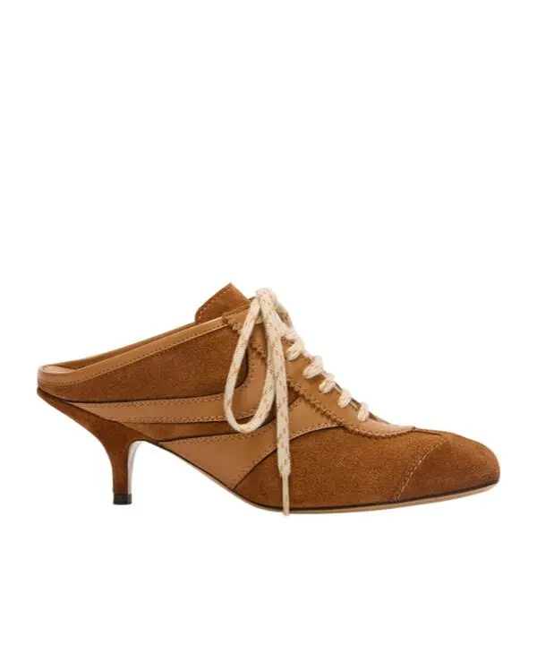 Dries Van Noten Heeled Lace-up Mules - Tan