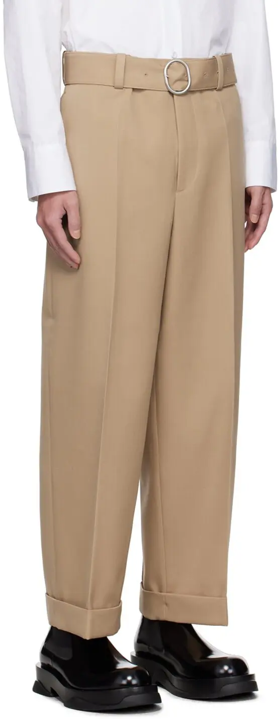JIL SANDER Belted Trousers - Nude