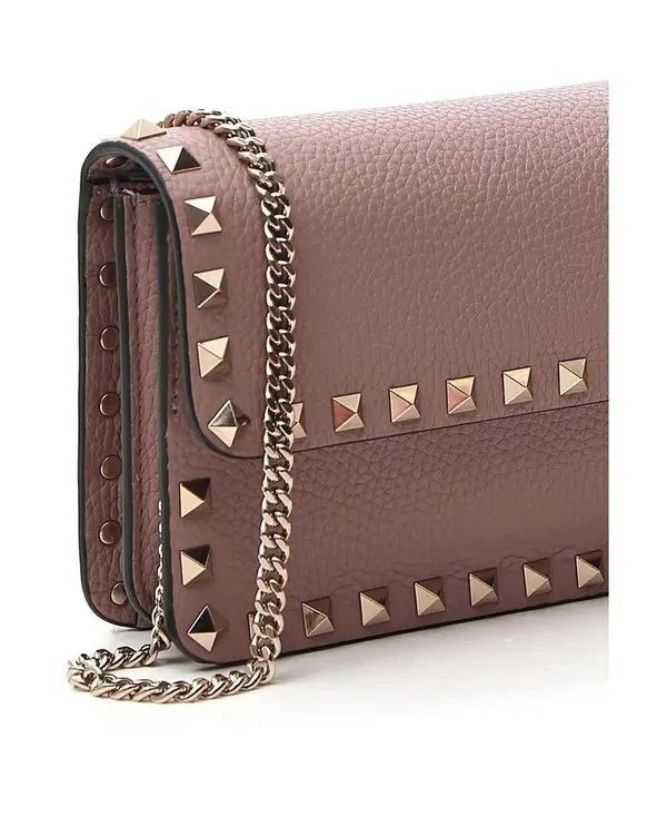 Valentino Garavani Rockstud Foldover Clutch Bag - Nude
