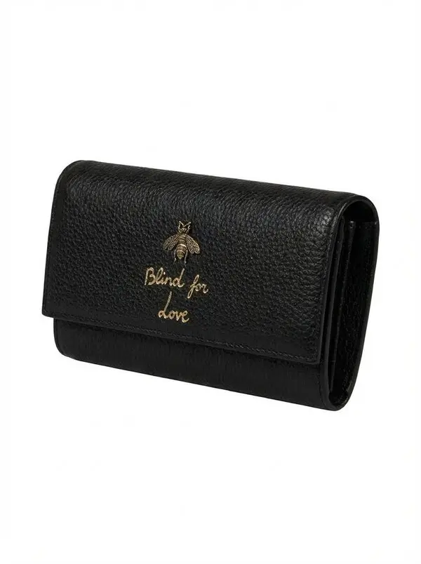 Gucci Animalier European Style Cowhide Purse - Black