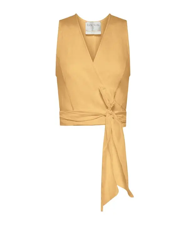 FORTE_FORTE Sleeveless Crossover Linen Top