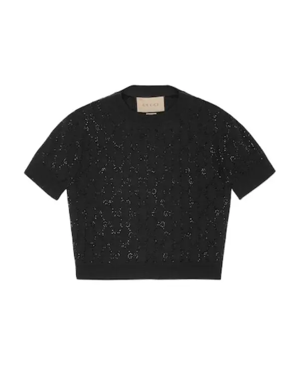 Gucci Fine Wool Gg Crystal Sweater