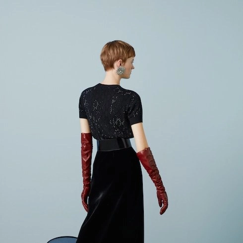 Gucci Fine Wool Gg Crystal Sweater