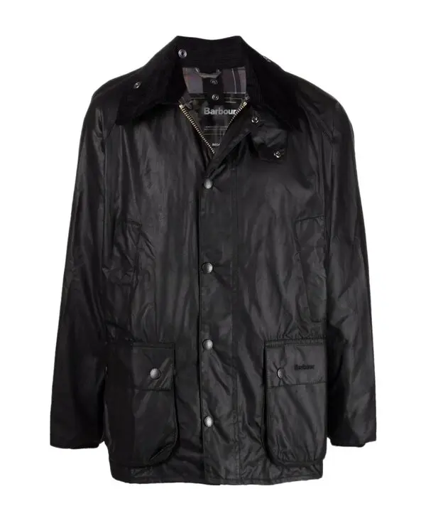 Barbour Embroidered Logo Cotton Wax Effect Jacket - Black