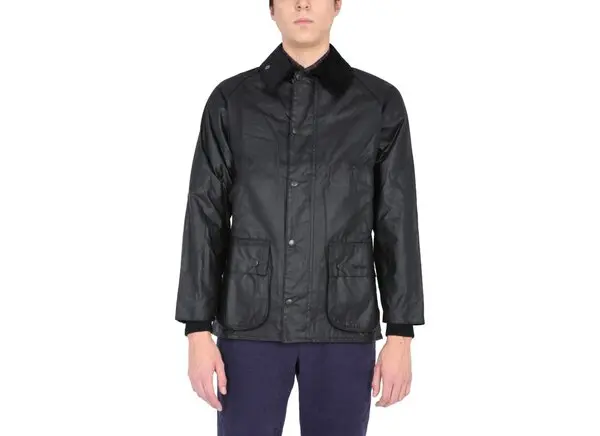 Barbour Embroidered Logo Cotton Wax Effect Jacket - Black