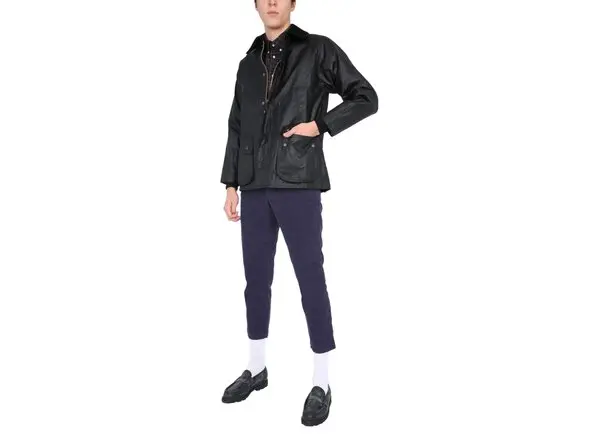 Barbour Embroidered Logo Cotton Wax Effect Jacket - Black