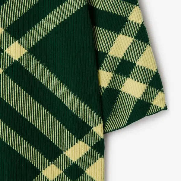 Burberry Vintage Check Ribbed Short Sleeved Polo Shirt - Green