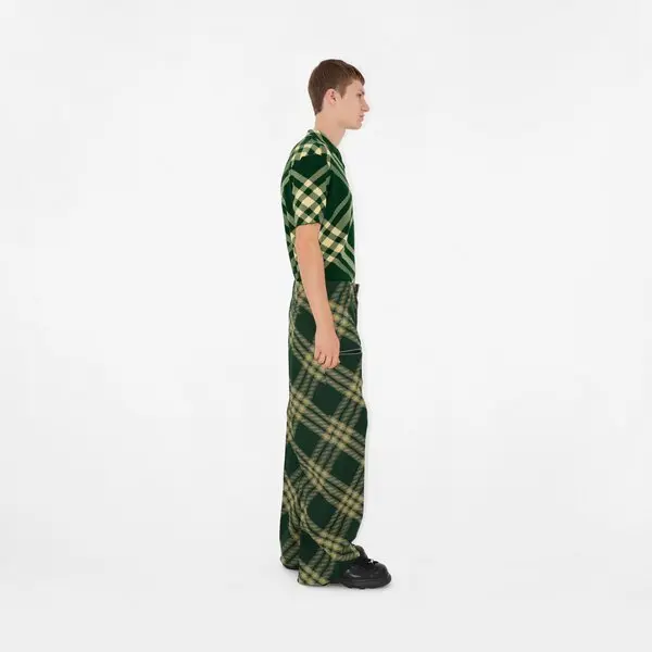 Burberry Vintage Check Ribbed Short Sleeved Polo Shirt - Green
