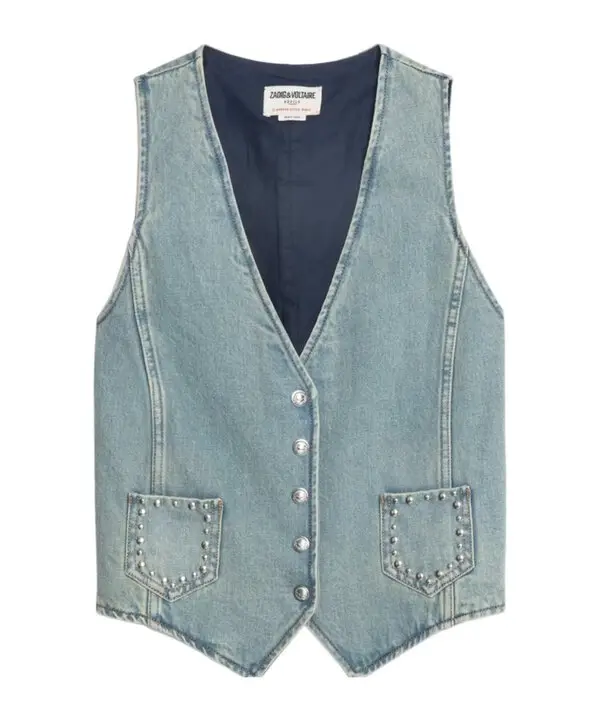 Zadig&Voltaire Sleeveless Embellished Denim Vest