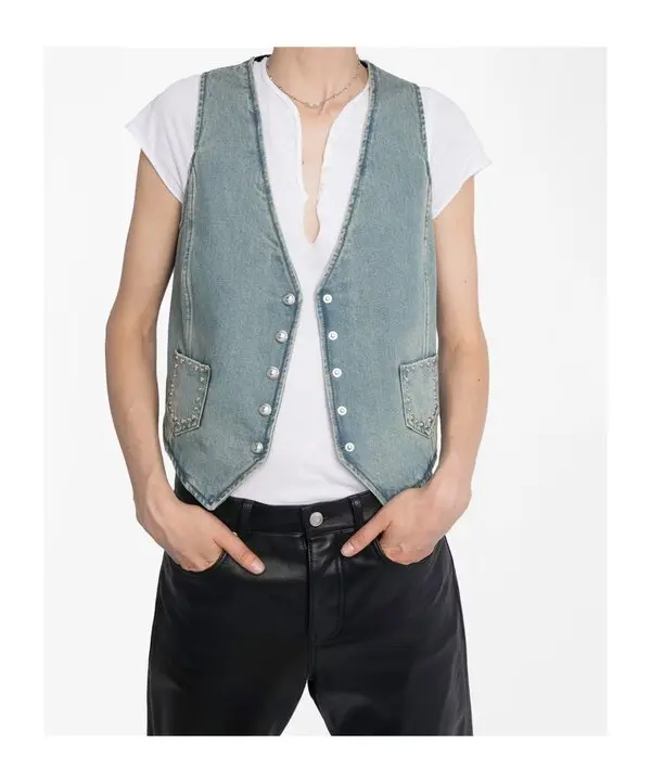 Zadig&Voltaire Sleeveless Embellished Denim Vest