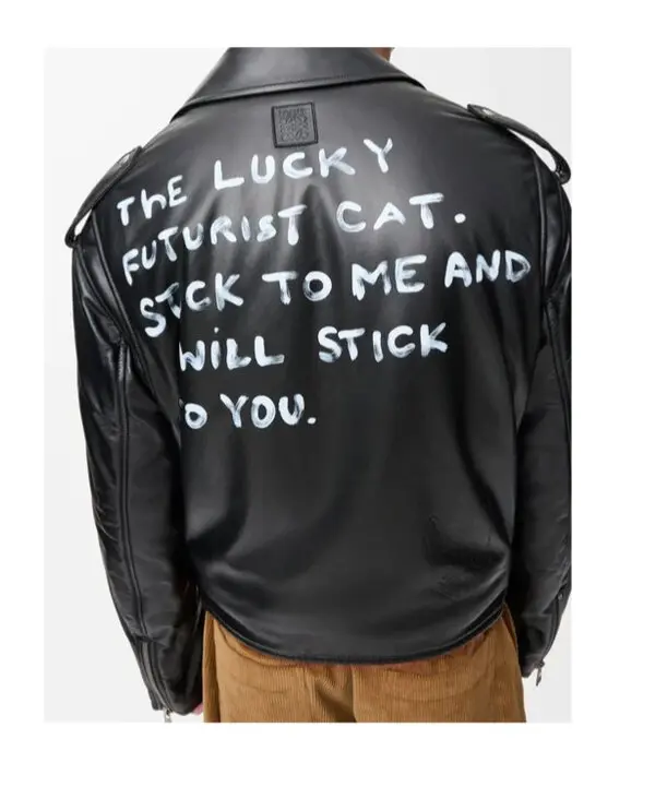 Loewe Leather Biker Jacket With Embossed Anagram Patch