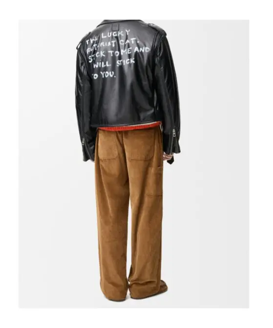 Loewe Leather Biker Jacket With Embossed Anagram Patch