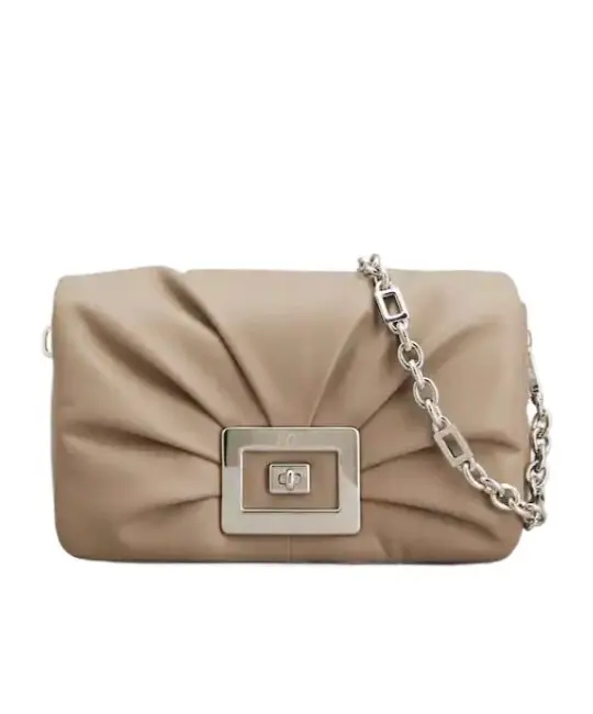 ROGER VIVIER Belle Vivier Choc Bag In Leather - Beige