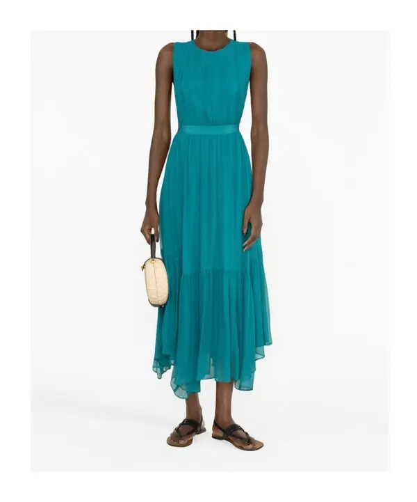 Ulla Johnson Silk Chiffon Midi Dress With Drawstring Belt