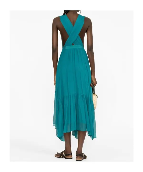 Ulla Johnson Silk Chiffon Midi Dress With Drawstring Belt