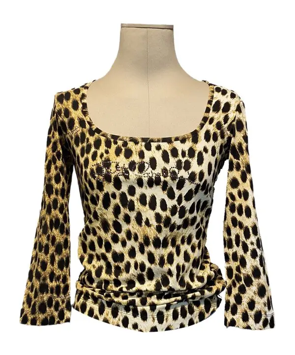 Just Cavalli Long Sleeve Leopard Print Top - Nude
