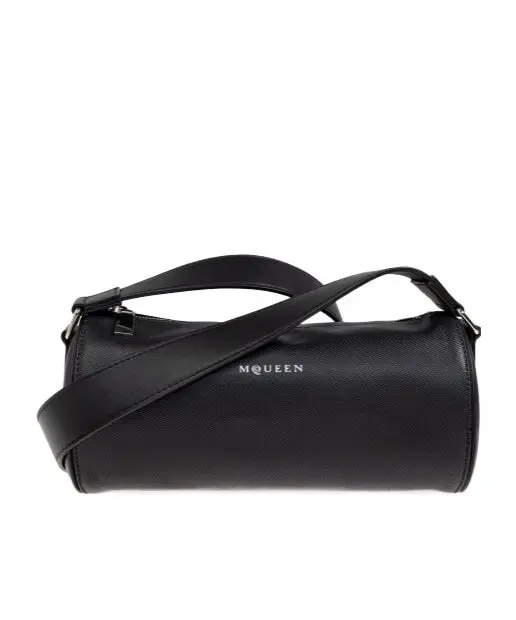 Alexander McQueen Logo Printed Zipped Shoulder Bag - Black