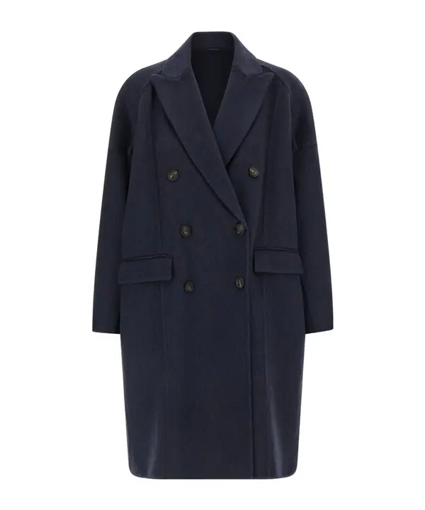 Brunello Cucinelli Double Breasted Long Sleeved Coat - Blue