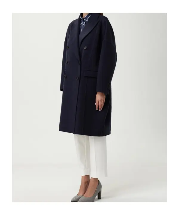 Brunello Cucinelli Double Breasted Long Sleeved Coat - Blue