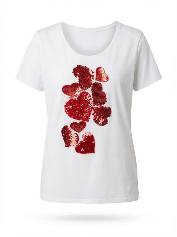 Sportmax Embellished Heart T-shirt - Gray