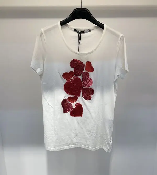 Sportmax Embellished Heart T-shirt - Gray