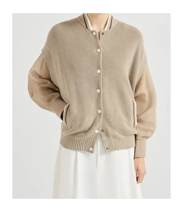 Brunello Cucinelli Striped Trim Knitted Cardigan