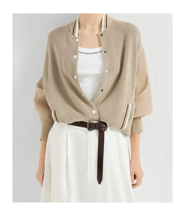 Brunello Cucinelli Striped Trim Knitted Cardigan