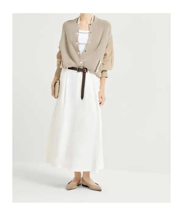 Brunello Cucinelli Striped Trim Knitted Cardigan
