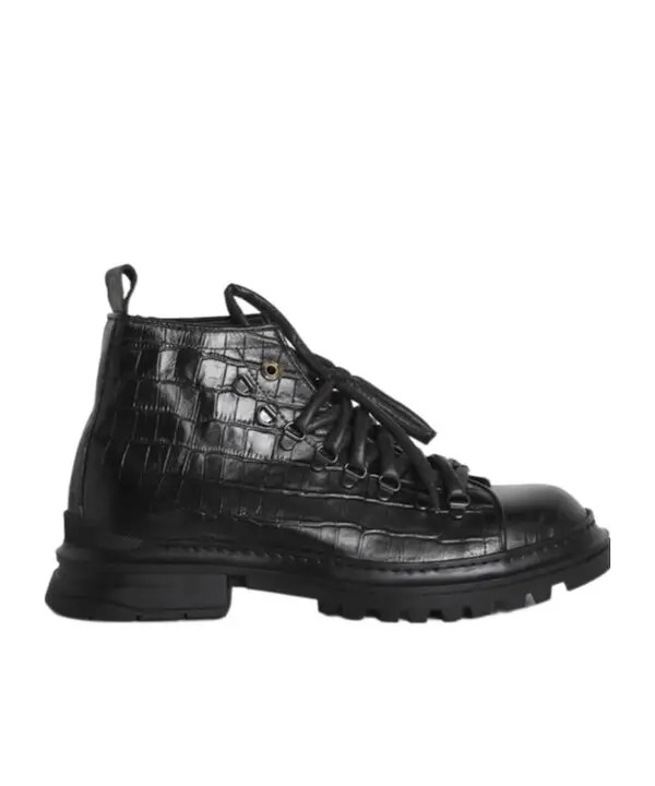 GIULIANO GALIANO Round Toe Lace-up Boots - Black