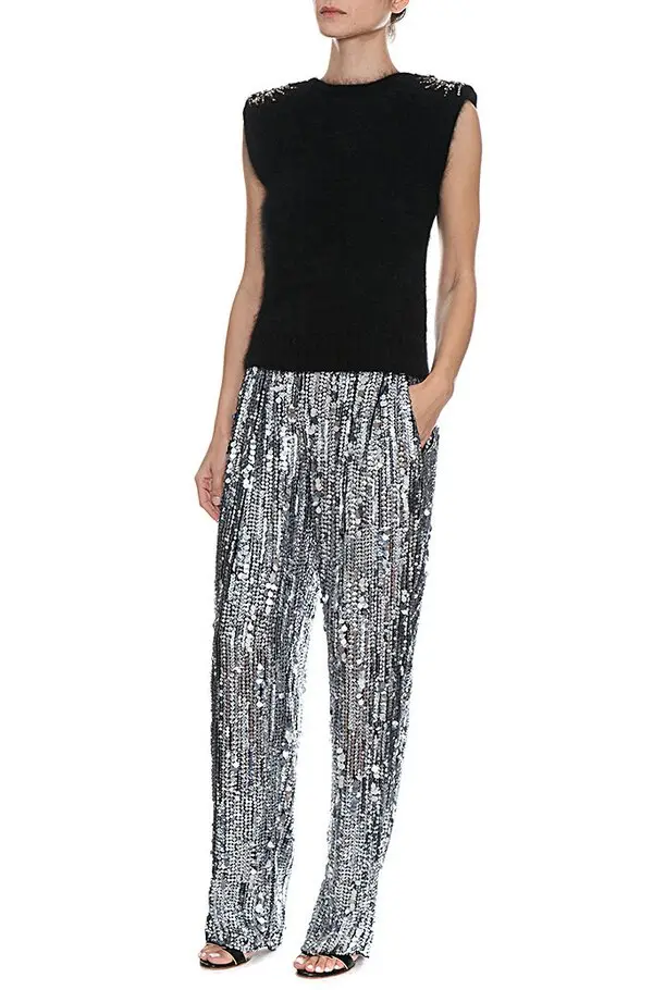 Alberta Ferretti Rabbit Hair Embellished Pullover