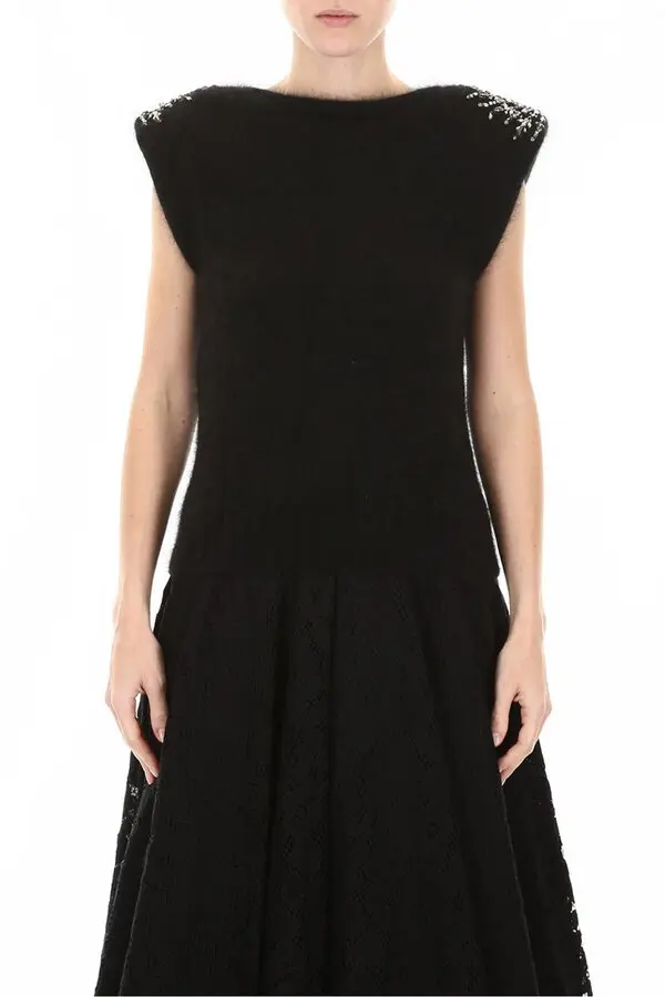 Alberta Ferretti Rabbit Hair Embellished Pullover
