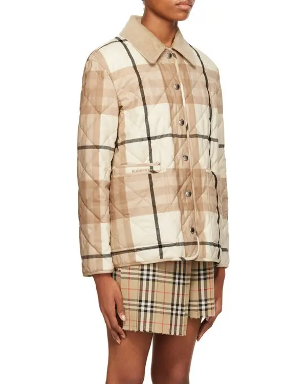 Burberry Vintage Check Quilted Jacket With Corduroy Collar