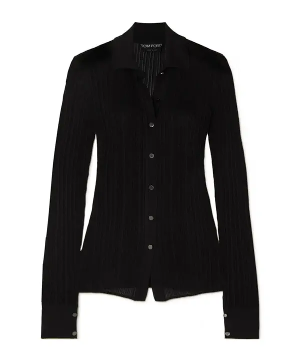 TOM FORD Fine Ribbed Polo Collar Shirt