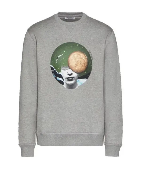 Valentino Garavani Grey Printed Round-neck Sweater