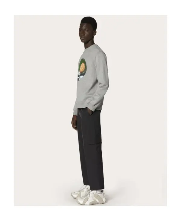 Valentino Garavani Grey Printed Round-neck Sweater