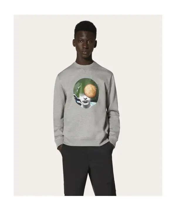 Valentino Garavani Grey Printed Round-neck Sweater