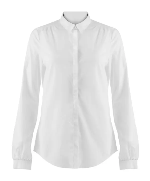 Burberry Long-sleeved Shirt With Classic Collar And Curved Hem - White