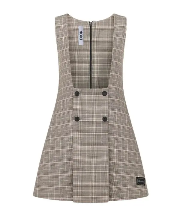 Dior Plaid Square Neck A-line Dress