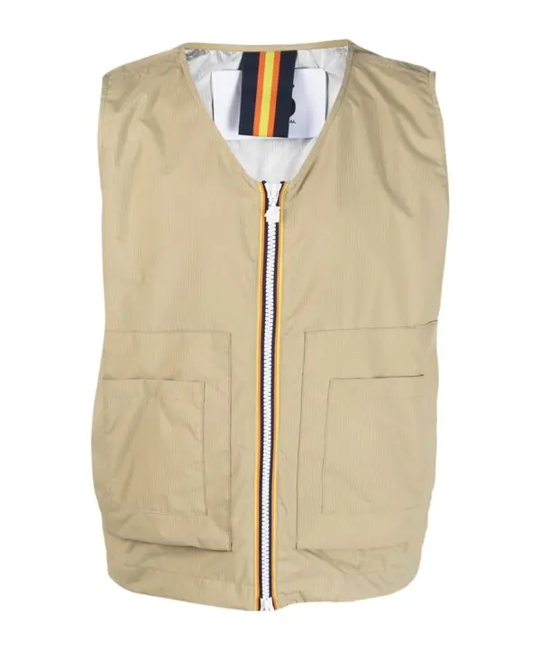 K-WAY V-neck Sleeveless Gilet - Nude