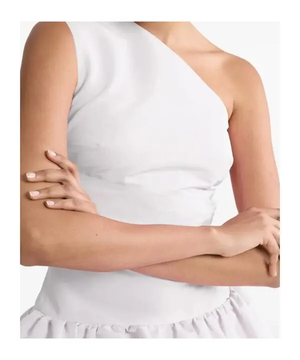 PATOU One-shoulder Mini Dress With Pleated Detail - White