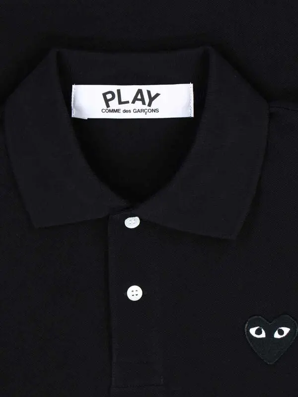 Play Comme Des Garcon Comme Des Garçons Play Logo Patch Short Sleeved Polo Shirt - Black
