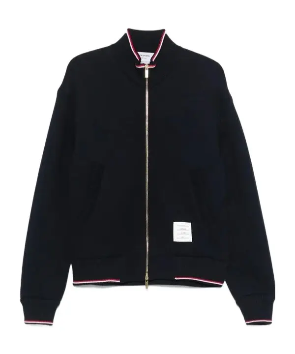 Thom Browne Rwb-striped Zipped Sweatshirt - Navy Blue