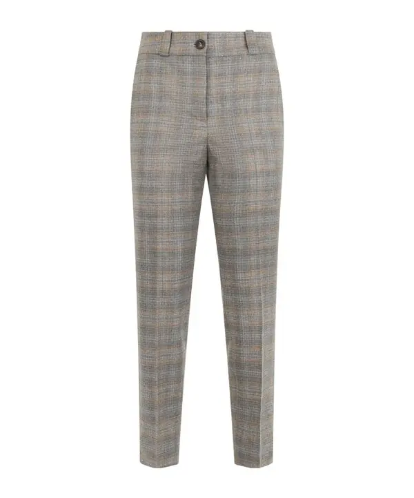 Peserico Checked Cropped Straight Leg Trousers - Gray