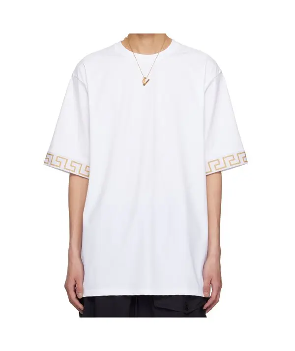 Versace Greca-trim Crewneck T-shirt - White