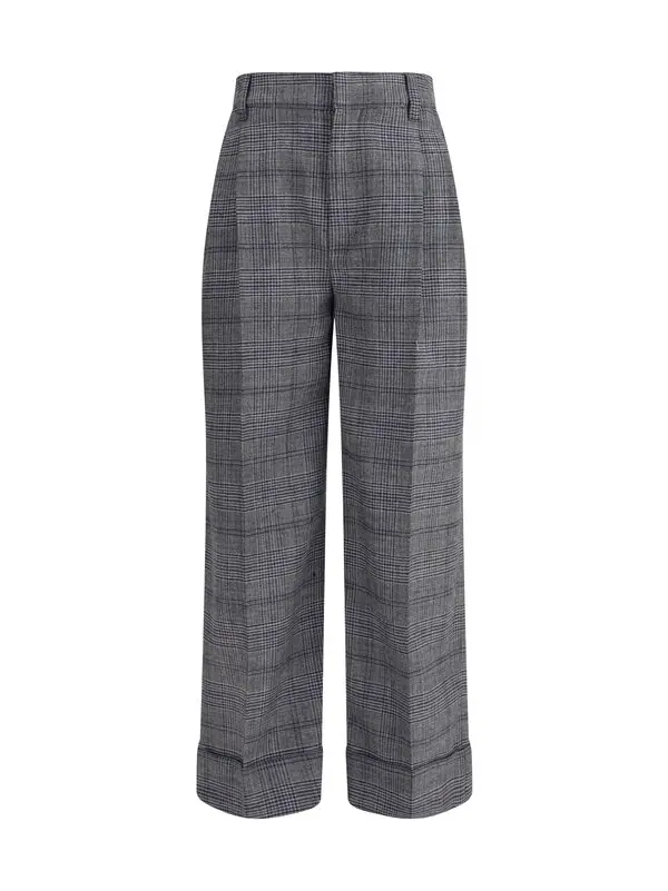 Brunello Cucinelli Houndstooth Plaid Tailored Trousers