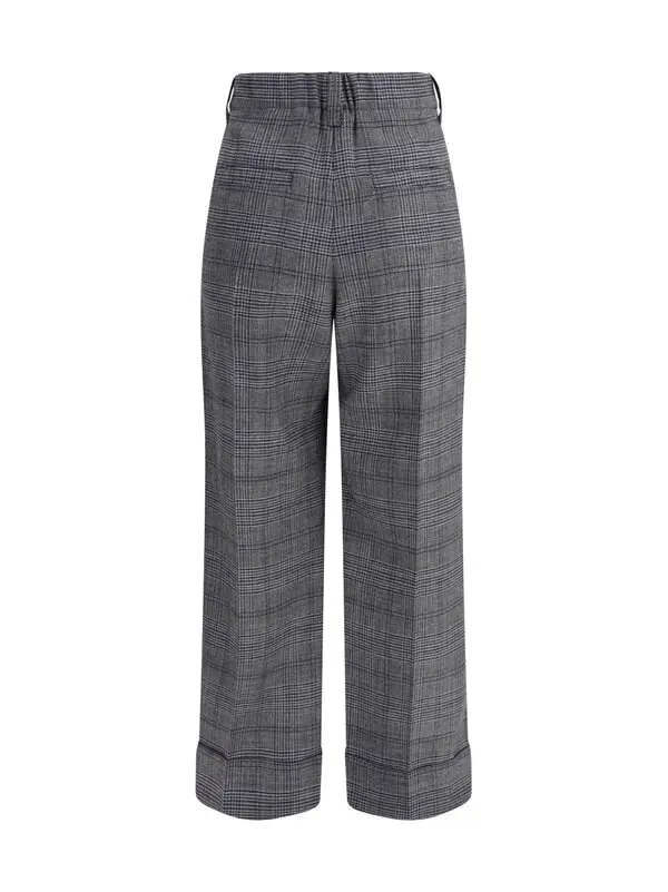 Brunello Cucinelli Houndstooth Plaid Tailored Trousers