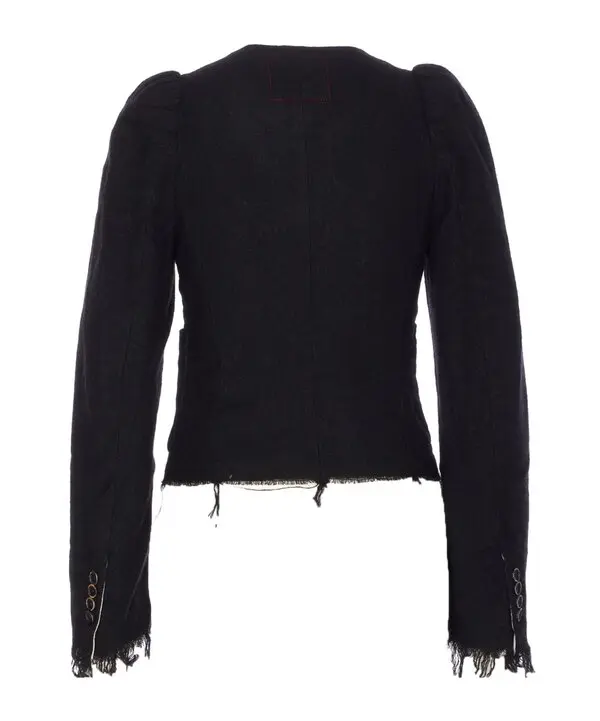 UMA WANG Long Sleeve Casual Jacket With Fringed Edges